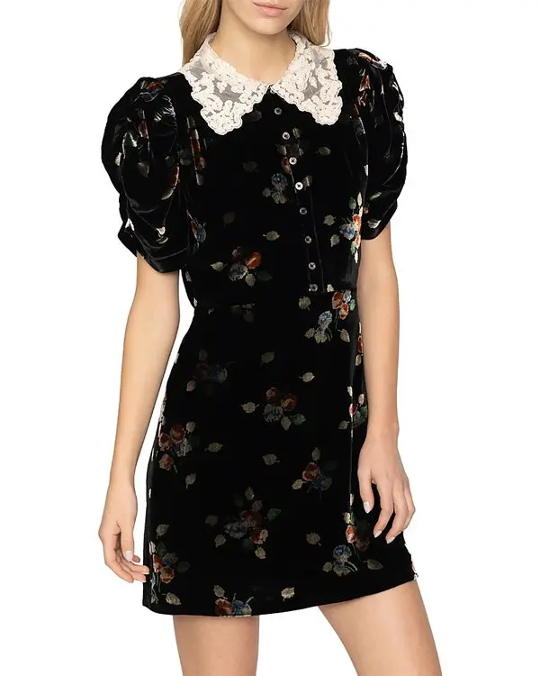 Sea Leda Velvet Puff Sleeve Mini Dress