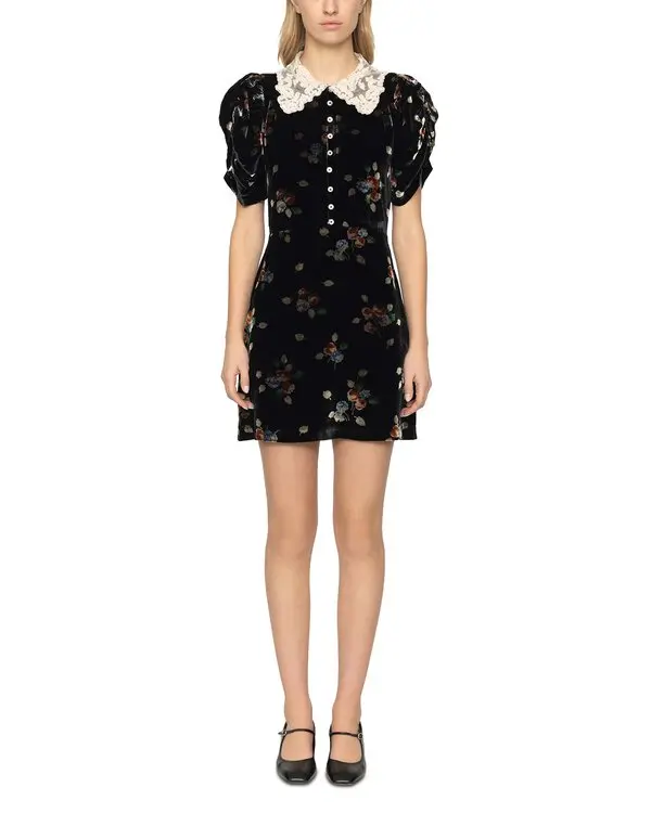 Sea Leda Velvet Puff Sleeve Mini Dress