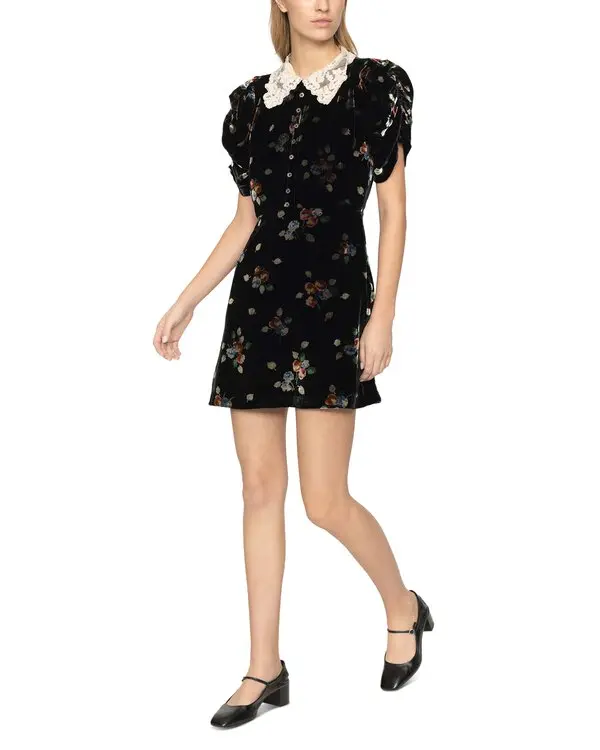 Sea Leda Velvet Puff Sleeve Mini Dress