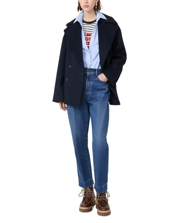 Max Mara Striped Slogan Long Sleeve Tee
