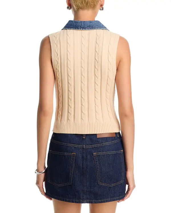 SIX FIFTY Monica Sleeveless Mixed Media Sweater - Off White