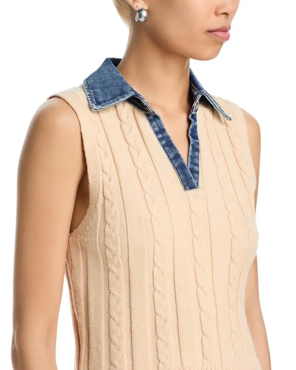 SIX FIFTY Monica Sleeveless Mixed Media Sweater - Off White