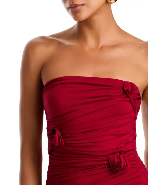 MAYGEL CORONEL Strapless Ruched Embellished Dress