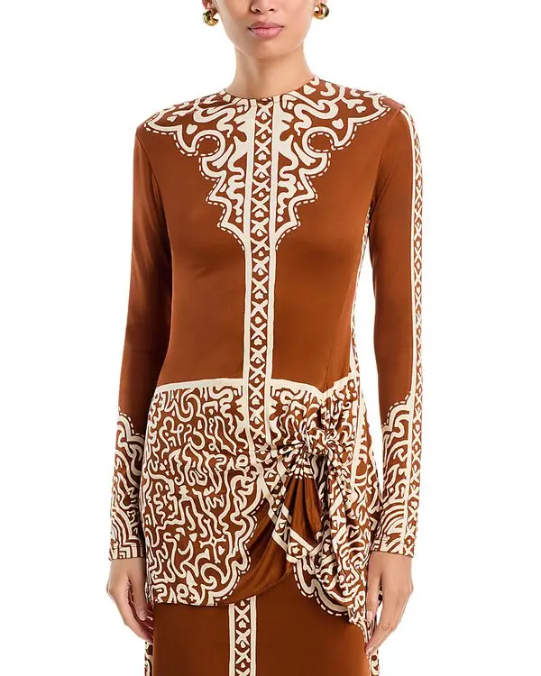 Johanna Ortiz Long Sleeve Top - Brown/ecru