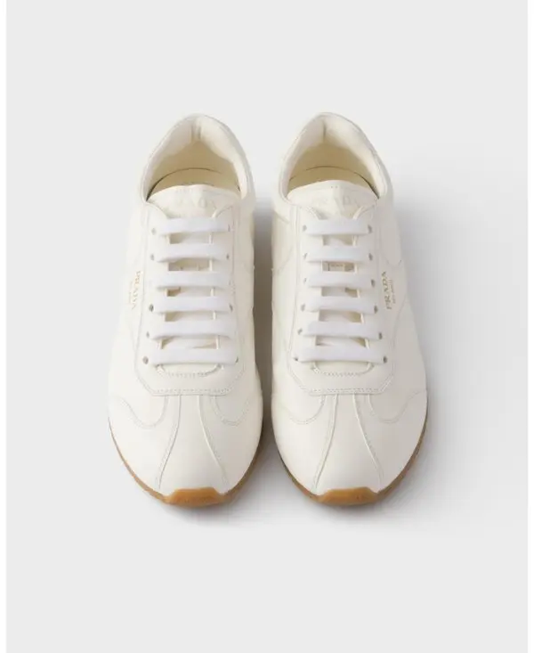 Prada Nappa Leather Sneakers - Neutral
