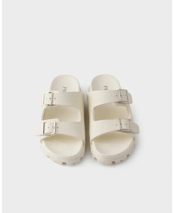 Prada Rubber Slides With Buckles