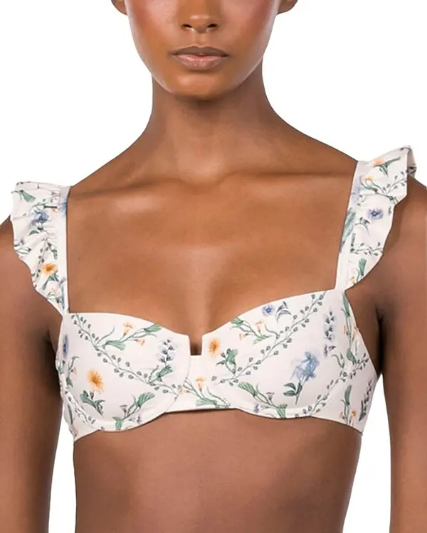 Agua Bendita Kiwi Brisa Ruffled Bikini Top - Multicolor