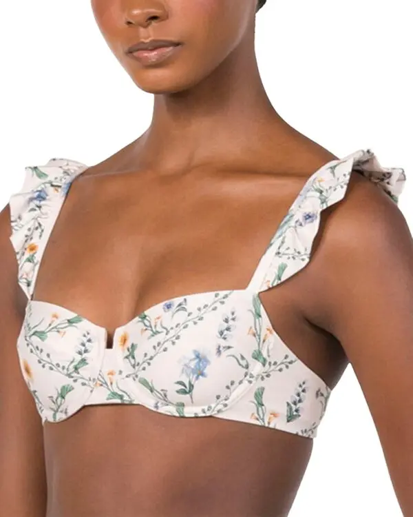 Agua Bendita Kiwi Brisa Ruffled Bikini Top - Multicolor