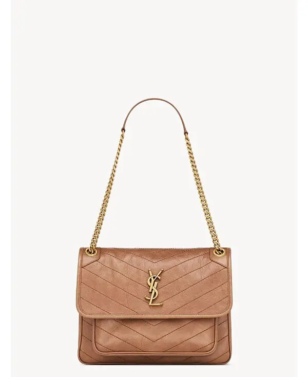 Saint Laurent Niki Medium Bag In Vintage Leather - Light Caramel