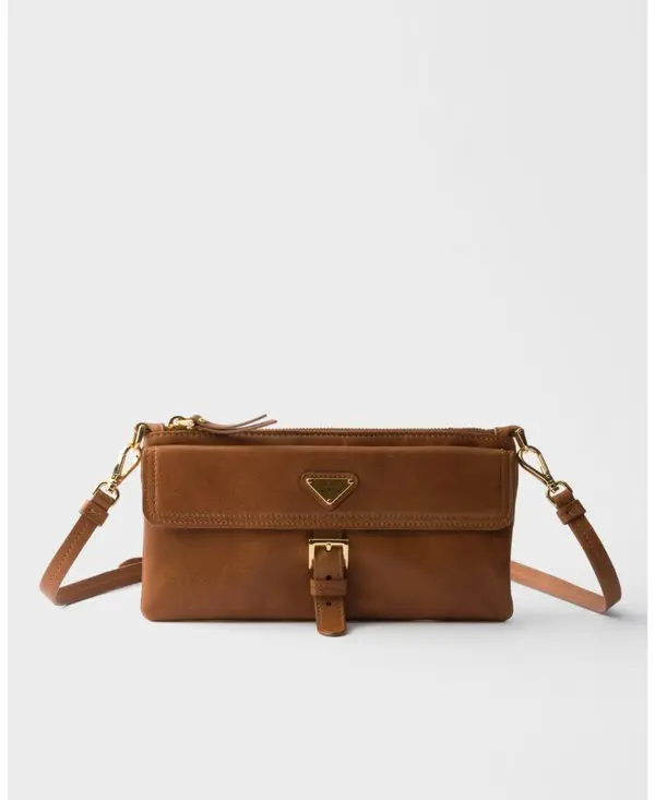 Prada Printed Saffiano Leather Wallet With Shoulder Strap