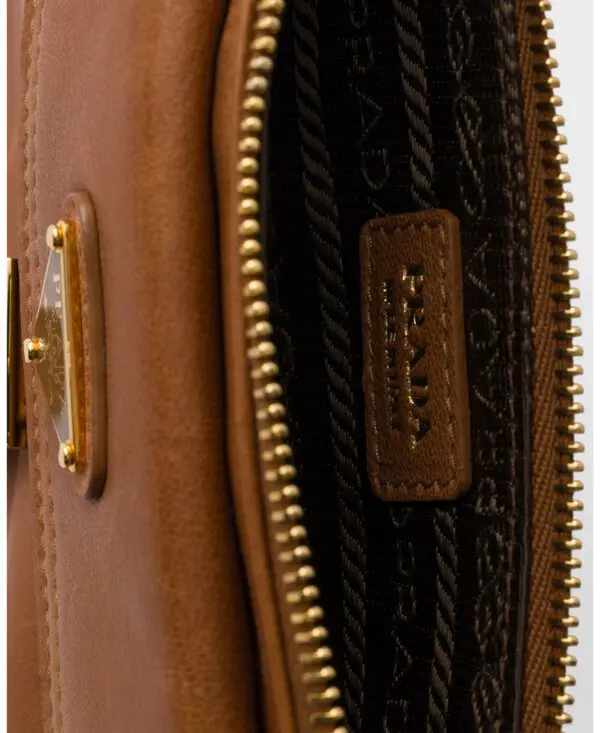 Prada Printed Saffiano Leather Wallet With Shoulder Strap