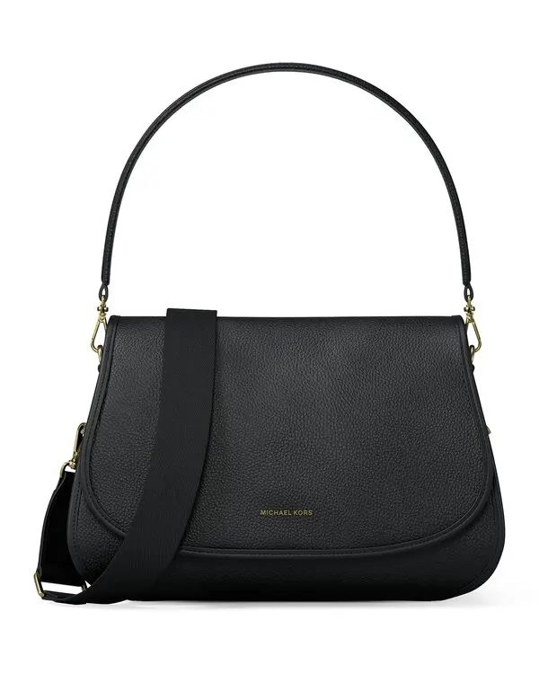 Michael Kors Holmes Medium Pebbled Leather Crossbody Bag - Black