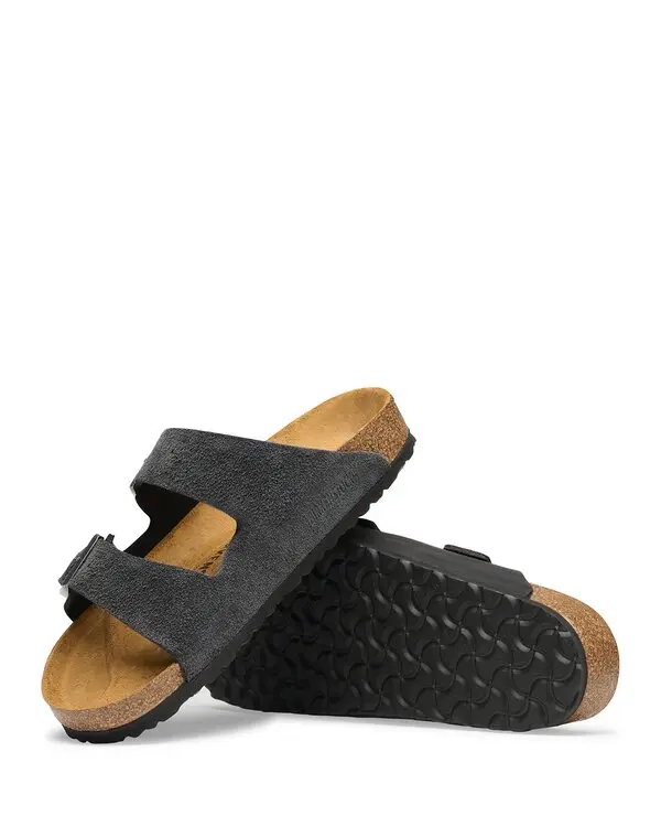 BIRKENSTOCK Arizona Mixed Leather Sandals - Charcoal