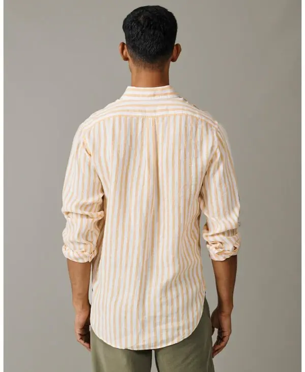 Aubin Worlaby Linen Long Sleeve Shirt - Yellow Stripe