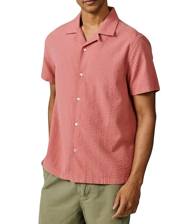 Aubin Seersucker Linen Short Sleeve Shirt - Rose
