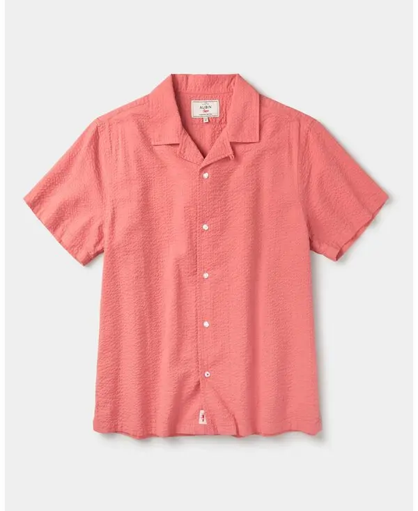 Aubin Seersucker Linen Short Sleeve Shirt - Rose