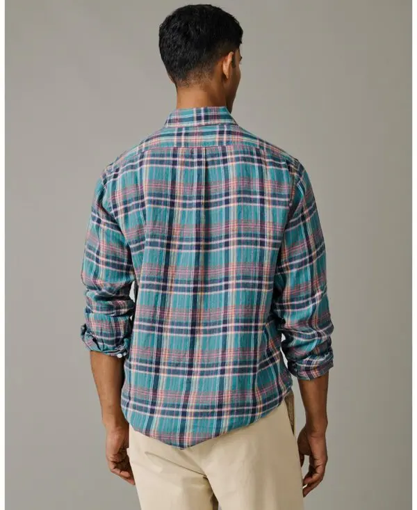 Aubin Croyland Madras Button-down Linen Shirt - Green Check