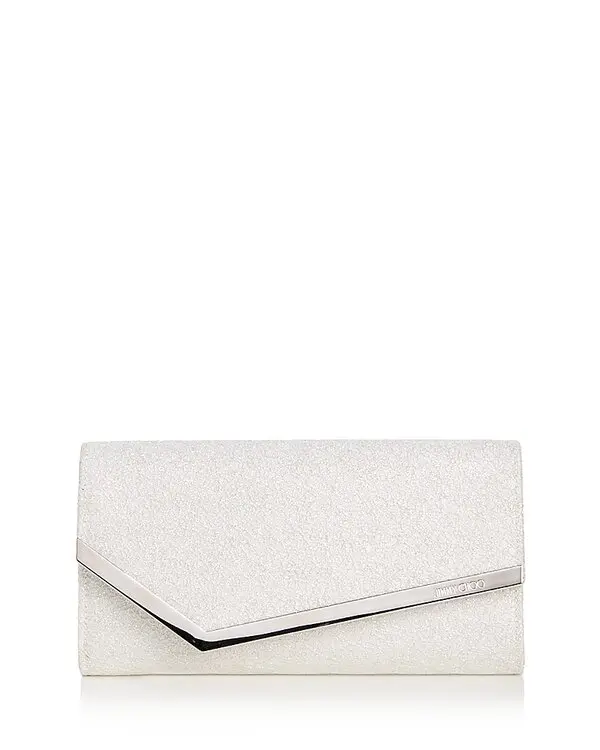 JIMMY CHOO Emmie Glitter Clutch - Ivory/silver