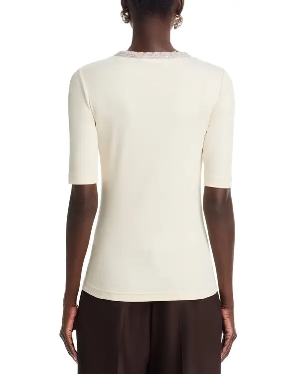 Fabiana Filippi Ribbed Cotton Stretch Top With Embellished Neckline