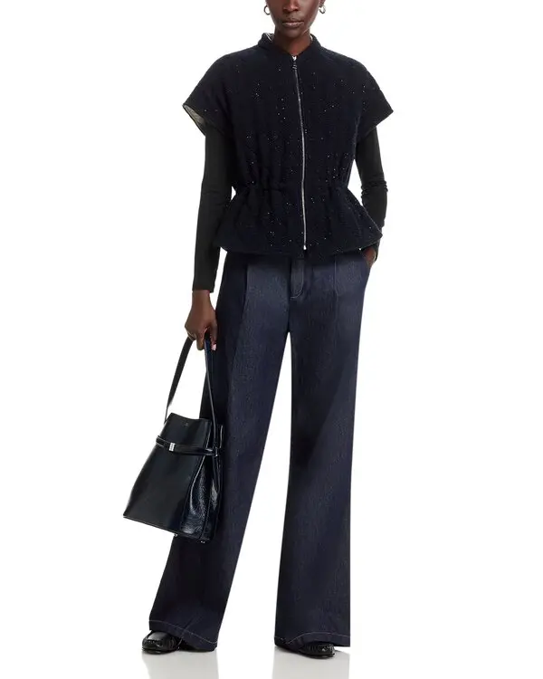 Fabiana Filippi Diamond Quilted Sequin Platinum Oversize Vest