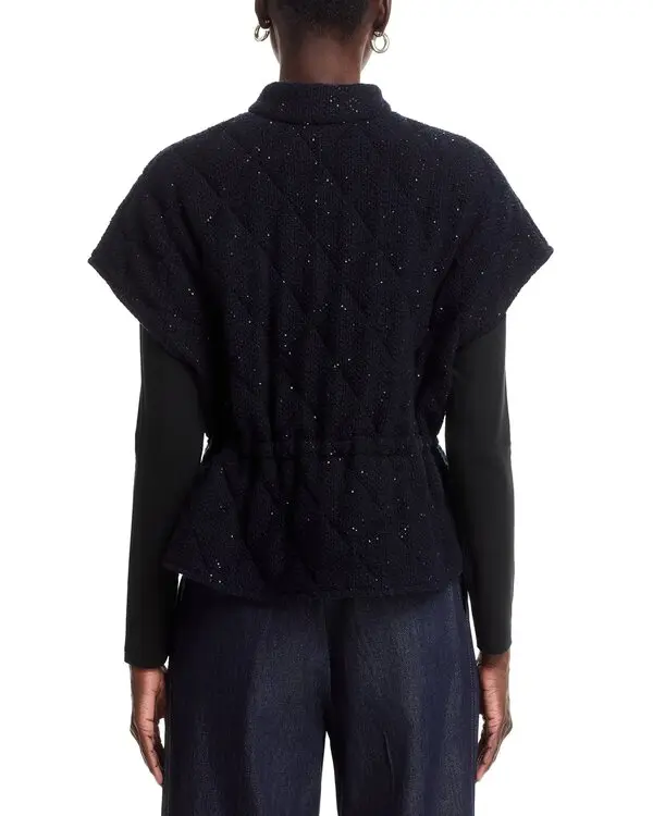 Fabiana Filippi Diamond Quilted Sequin Platinum Oversize Vest