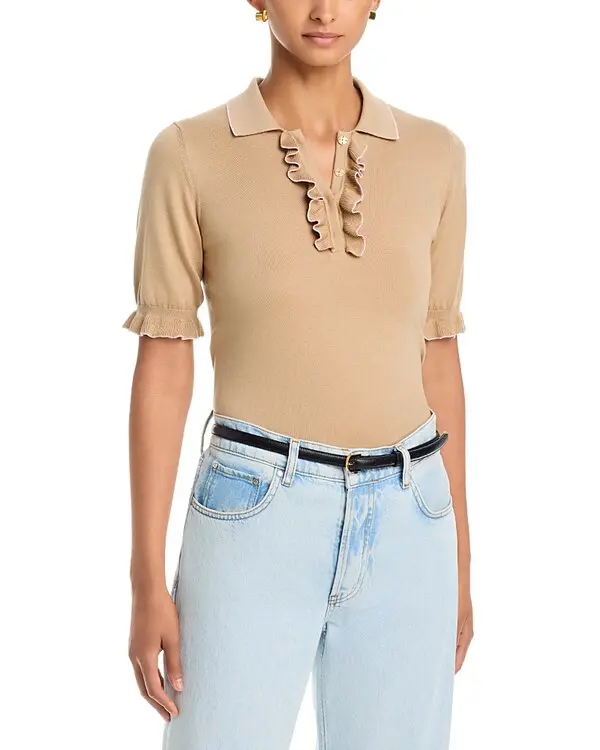 Fabiana Filippi Silk & Cotton Ruffled Polo Top
