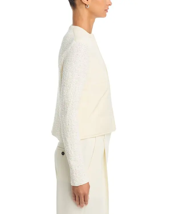 Fabiana Filippi Cropped Tweed Bomber Jacket - Off White