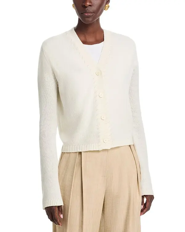Fabiana Filippi Cashmere V Neck Cardigan Sweater - Raffia