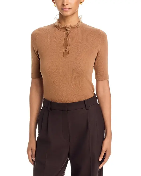Fabiana Filippi Cotton Knit Sweater With Ruffled Neckline