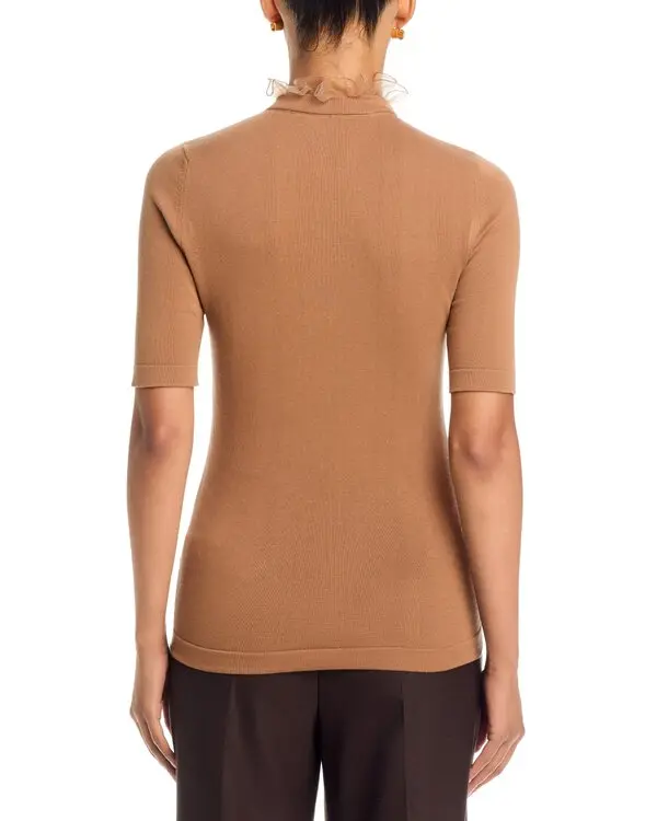 Fabiana Filippi Cotton Knit Sweater With Ruffled Neckline
