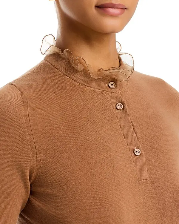 Fabiana Filippi Cotton Knit Sweater With Ruffled Neckline
