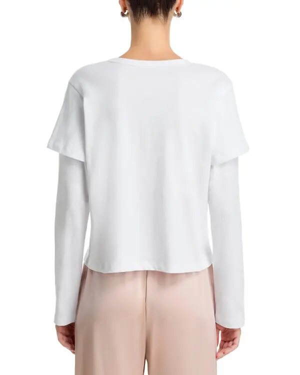 LESET Margo Layered Long Sleeve Top - White