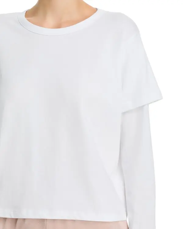 LESET Margo Layered Long Sleeve Top - White
