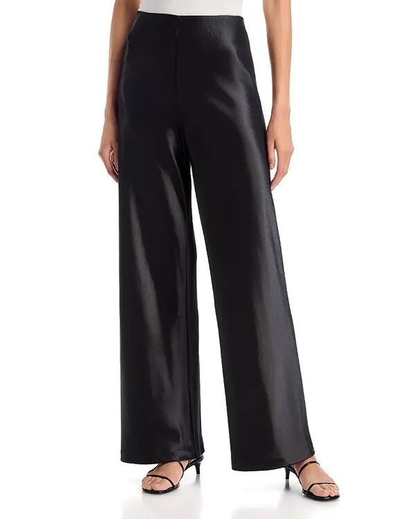 Aqua Satin Bias Cut Pants - Black