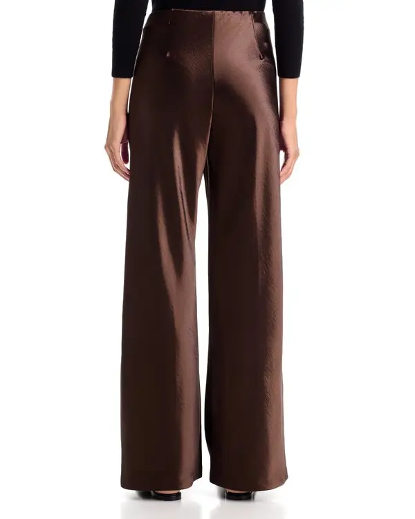 Aqua Satin Bias Cut Pants Exclusive - Dark Brown
