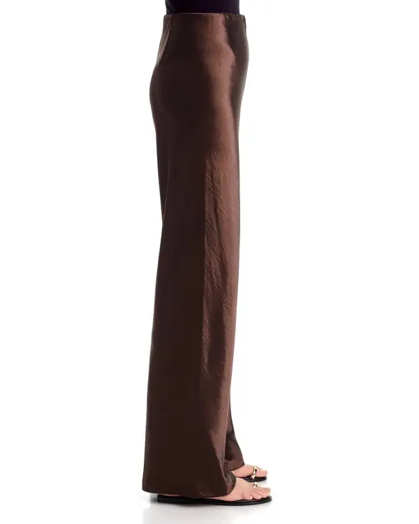 Aqua Satin Bias Cut Pants Exclusive - Dark Brown