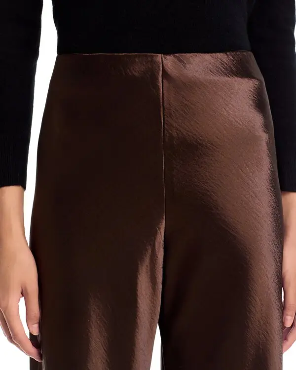 Aqua Satin Bias Cut Pants Exclusive - Dark Brown