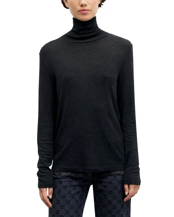 Gerard Darel Reine Short Sleeve Merino Wool Sweater - Charcoal