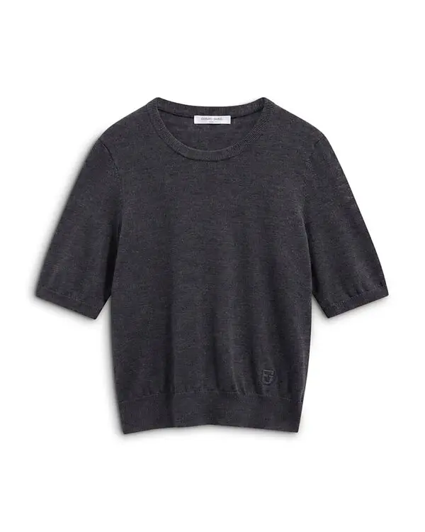 Gerard Darel Reine Short Sleeve Merino Wool Sweater - Charcoal