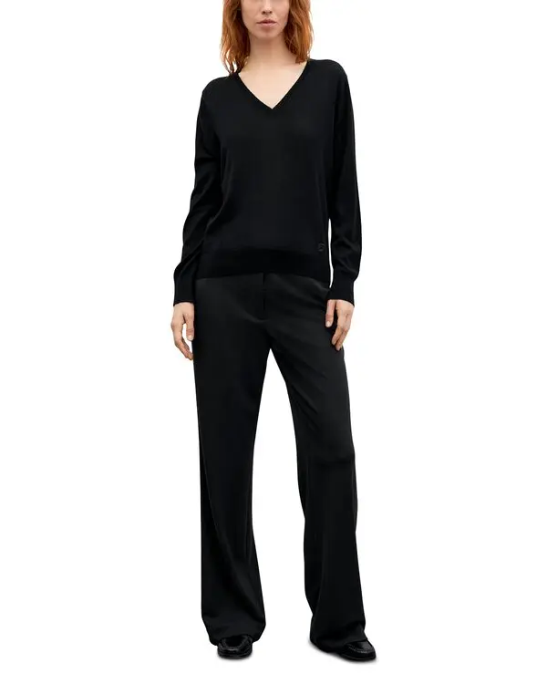 Gerard Darel Rachel Merino Wool V Neck Sweater - Black