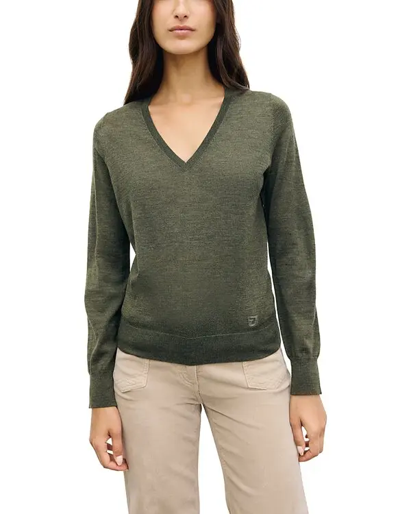 Gerard Darel Merino Wool V Neck Sweater - Green