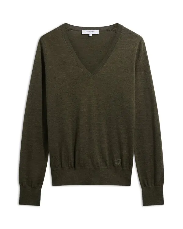 Gerard Darel Merino Wool V-neck Sweater - Green