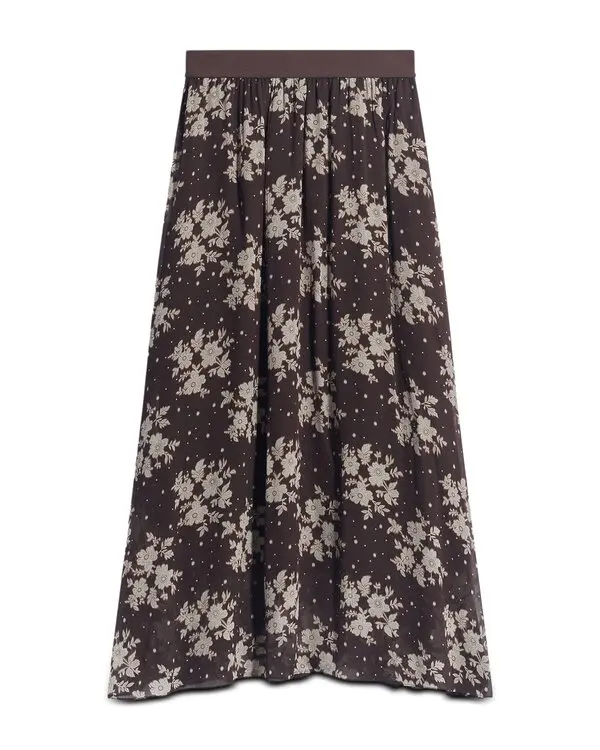 Gerard Darel Printed Pull-on Midi Skirt