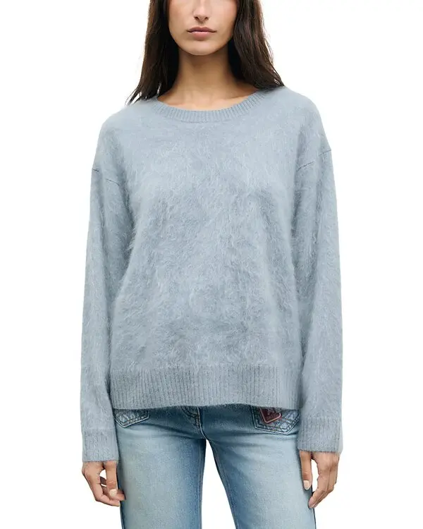 Gerard Darel Rida Brushed Cashmere Crewneck Sweater - Blue