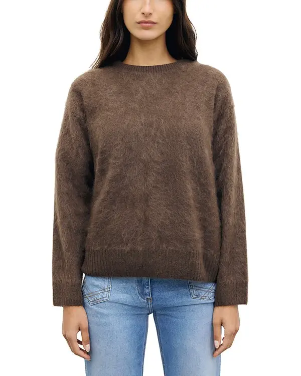Gerard Darel Rida Brushed Cashmere Crewneck Sweater - Brown