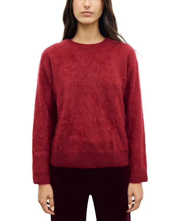 Gerard Darel Rida Brushed Cashmere Crewneck Sweater - Red