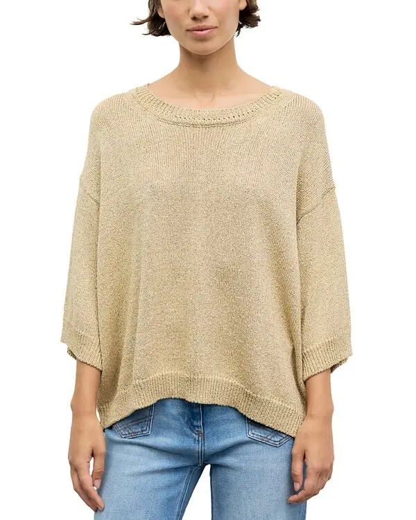 Gerard Darel Roella Metallic Three Quarter Sleeve Sweater - Gold