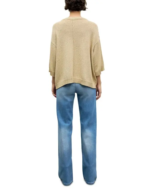 Gerard Darel Roella Metallic Three Quarter Sleeve Sweater - Gold