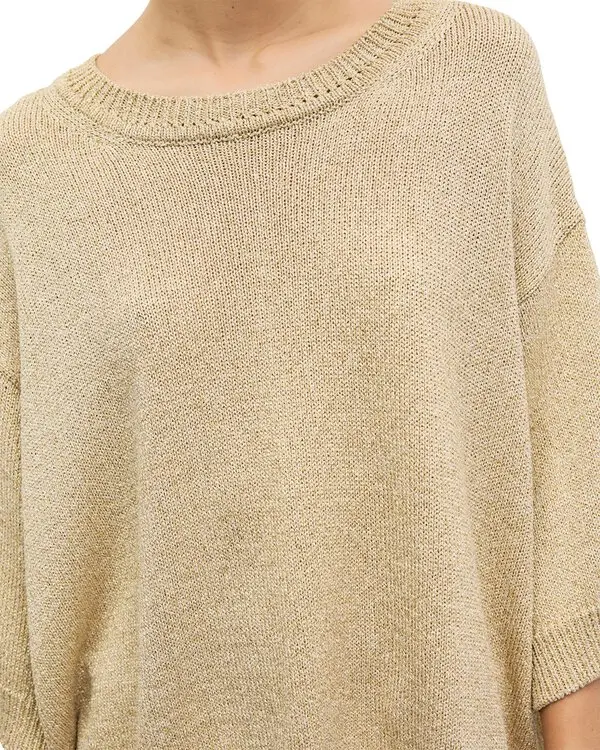 Gerard Darel Roella Metallic Three Quarter Sleeve Sweater - Gold
