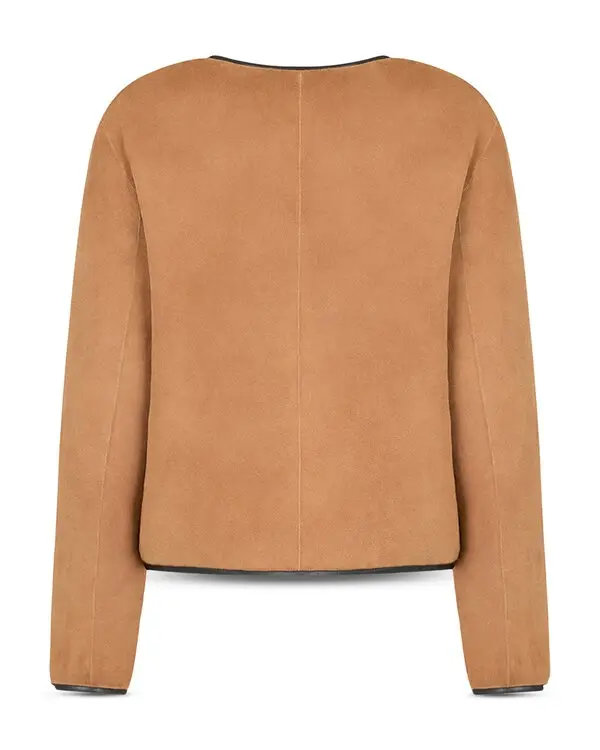 BLAZÉ MILANO Tatoosh Gliss Button Up Leather Bolero Jacket